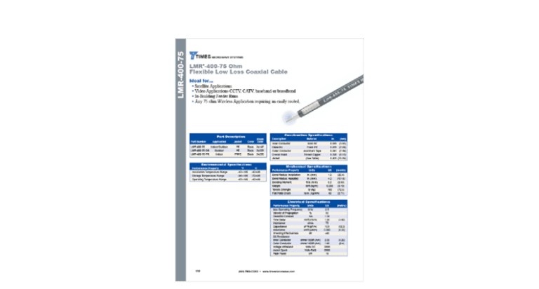LMR-400-75 ohm coax cable | Times Microwave Systems